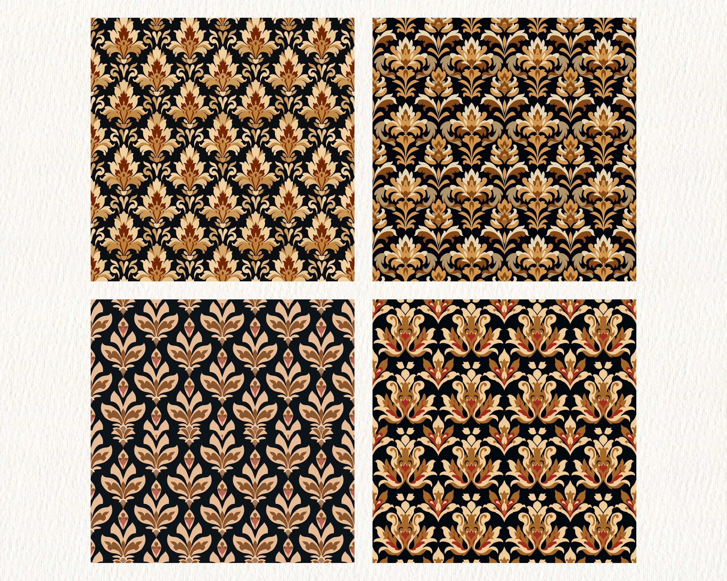 Folklore Damask Pattern Seamless Digital Papers Printable Scrapbook ...