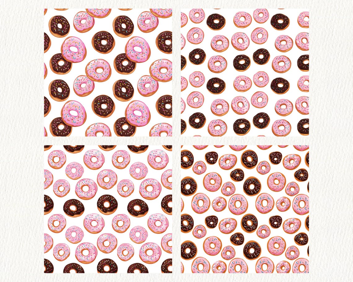 Chocolate Donuts Pattern Seamless Digital Papers - Printable Scrapbook ...