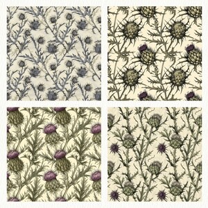 Thistle Botanical Pattern Seamless Digital Papers - Printable Scrapbook ...