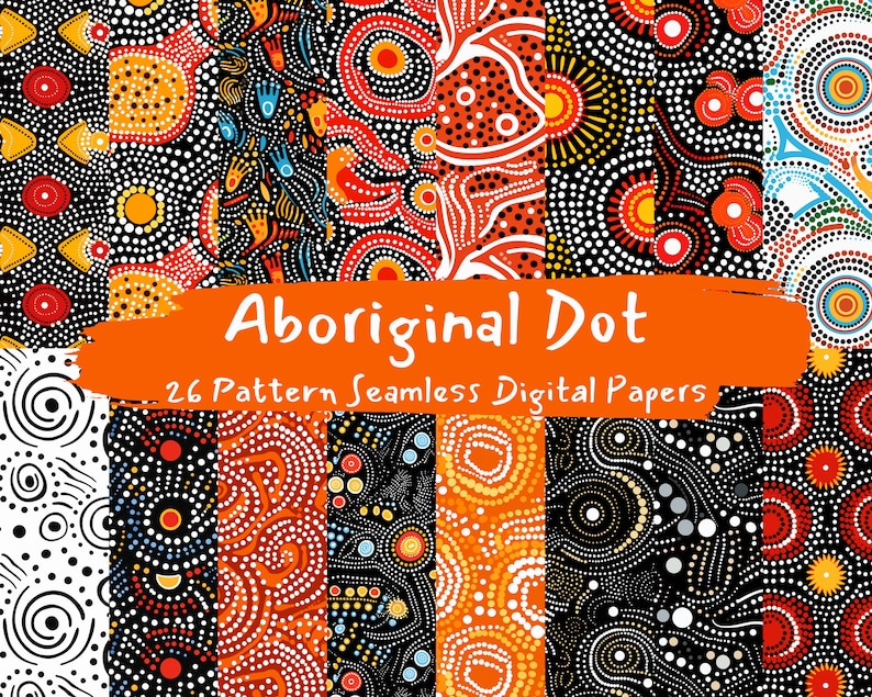 Aboriginal Dot Pattern Seamless Digital Papers - Tile Patterns ...