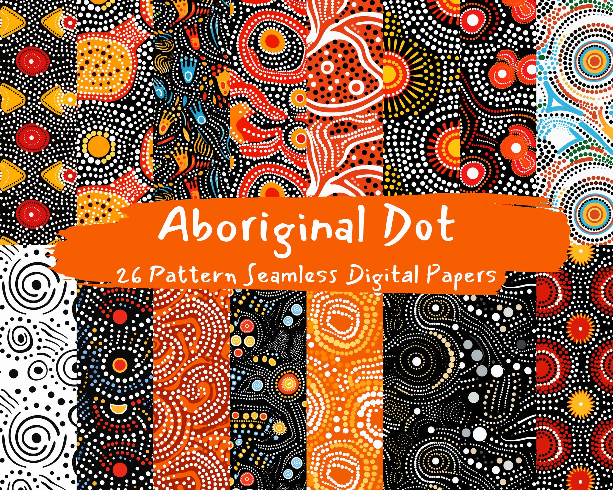 Aboriginal Dot Pattern Seamless Digital Papers Tile Patterns Printable ...