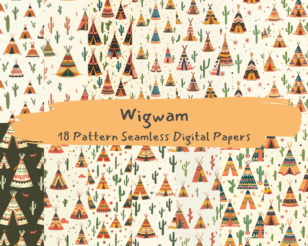 Wigwam Pattern Seamless Digital Papers - Printable Scrapbook Paper ...