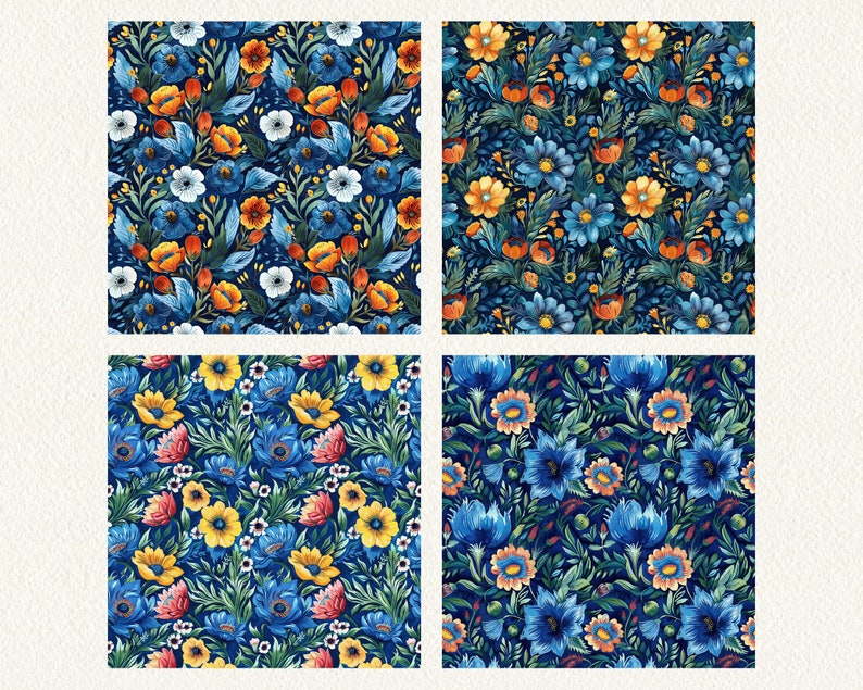 Ukrainian Floral Batik Pattern Seamless Digital Papers - Printable ...