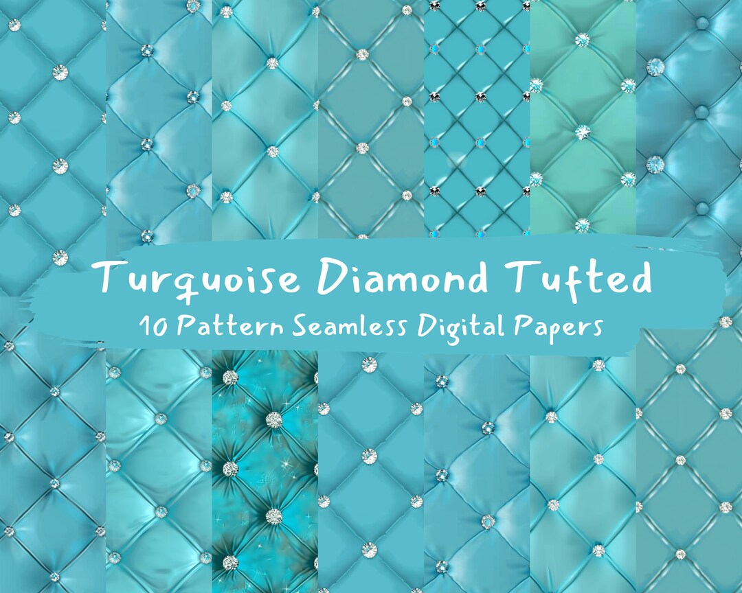 Turquoise Diamond Tufted Pattern Seamless Digital Papers - Printable ...