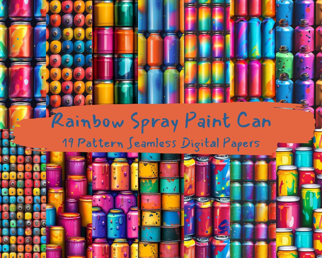 Rainbow Spray Paint Can Pattern Seamless Digital Papers - Printable ...
