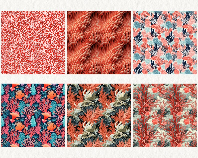 Coral Pattern Digital Papers for Commercial Use - Etsy