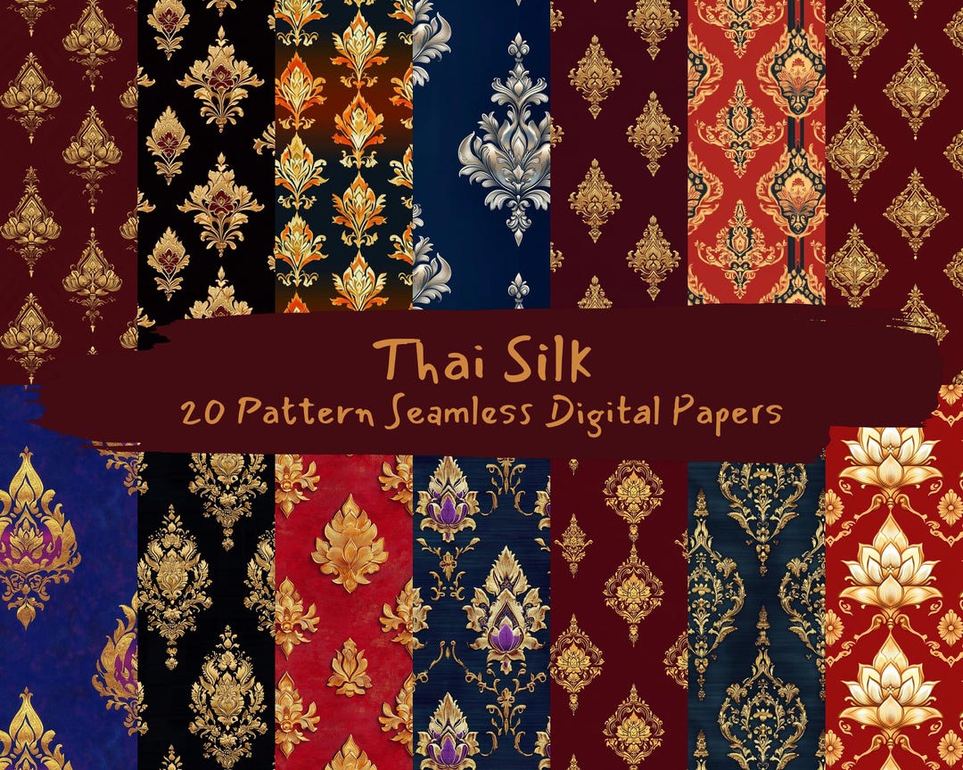 Thai Silk Pattern Seamless Digital Papers - Printable Scrapbook Paper ...