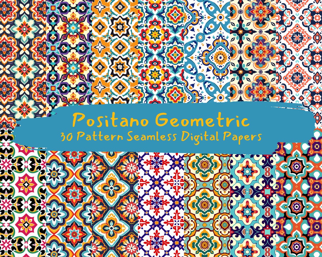 Positano Geometric Pattern Seamless Digital Papers - Printable ...