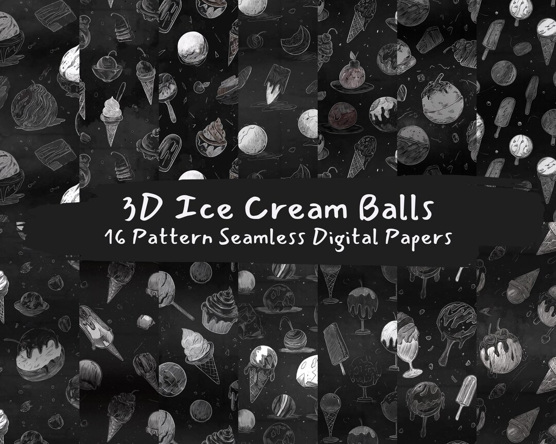 3D Ice Cream Balls Pattern Seamless Digital Papers - Printable ...