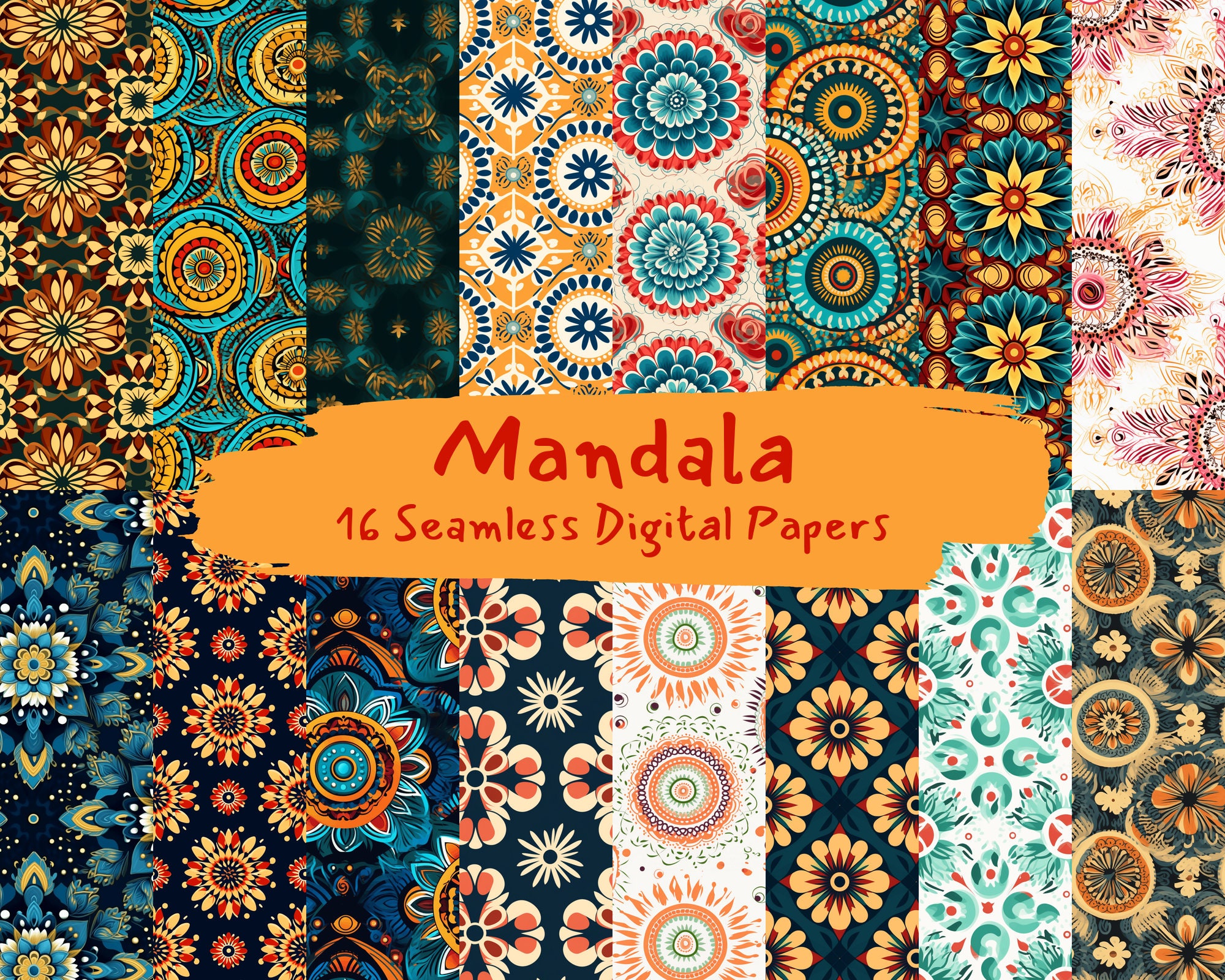 Mandala Pattern Seamless Digital Papers Tile Patterns - Etsy
