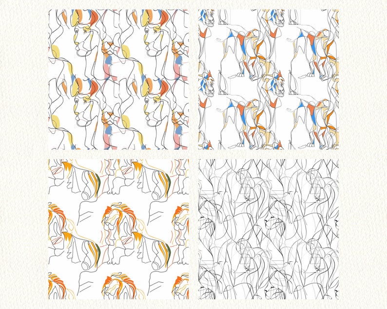 Abstract Lion Pattern Seamless Digital Papers - Printable Scrapbook ...