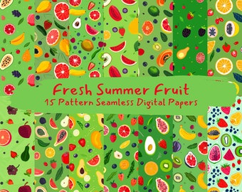 Summer Fruit Digital Pattern Scrapbooking Paper Fruitful Design ...