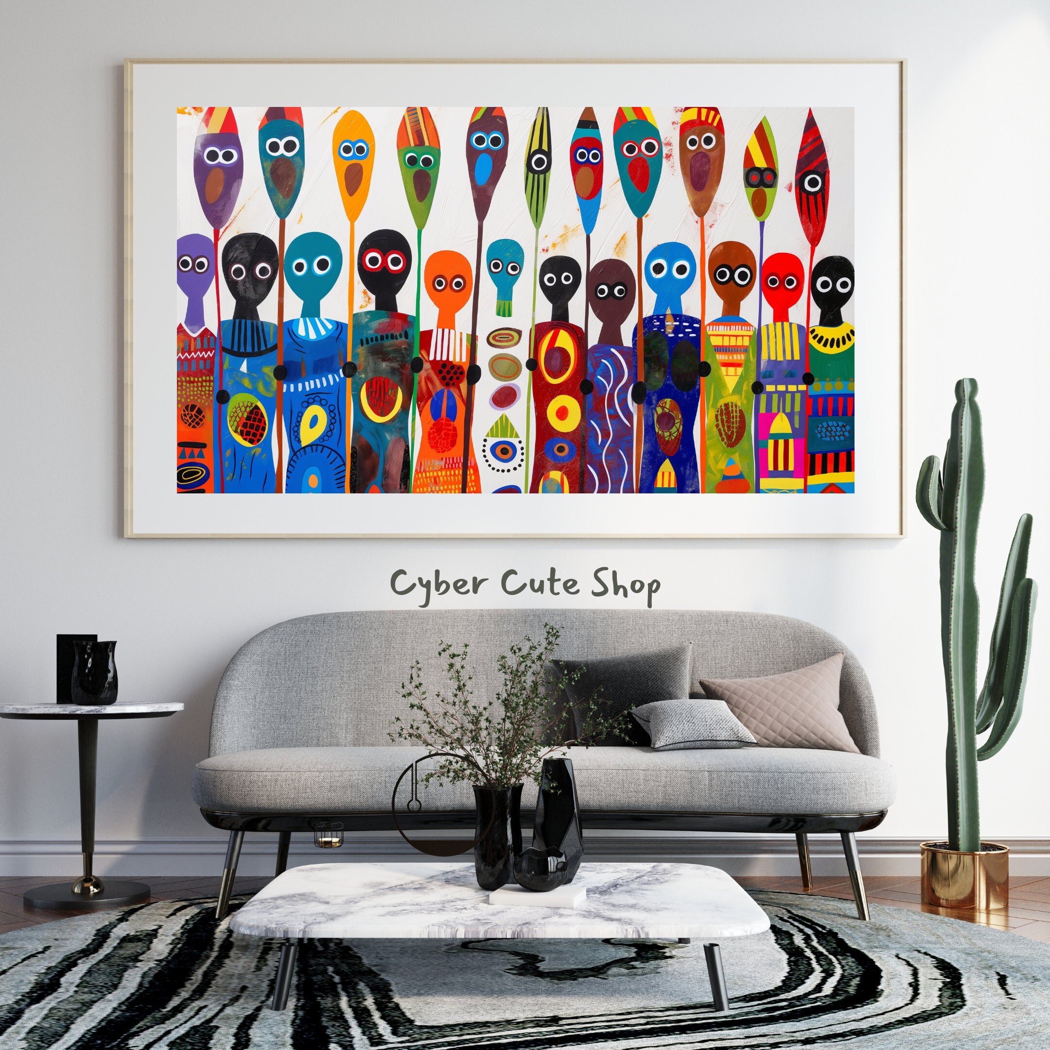 Vibrant Abstract African Masks Digital Art, Colorful Cultural Prints ...