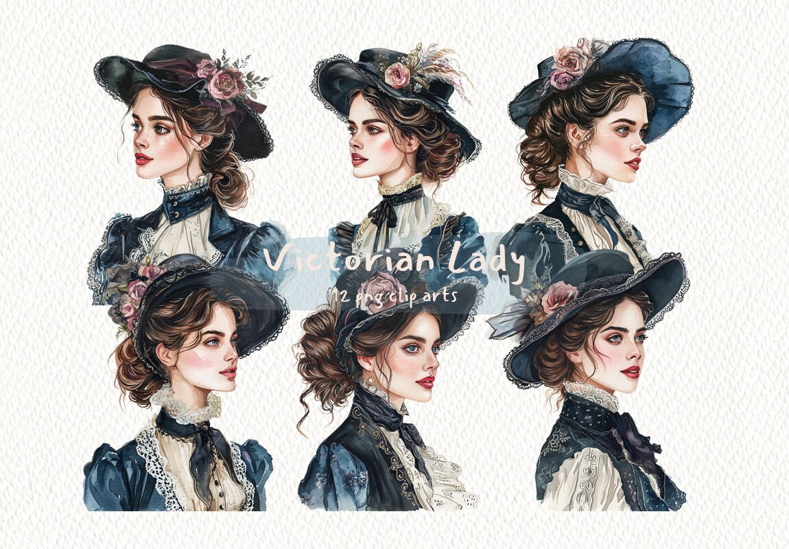 Victorian Lady Digital Printable Clipart Bundle in PNG Format With ...