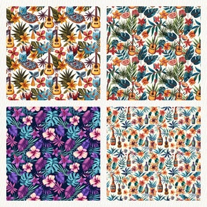Tropical Summer Paradise Pattern Seamless Digital Papers - Printable ...