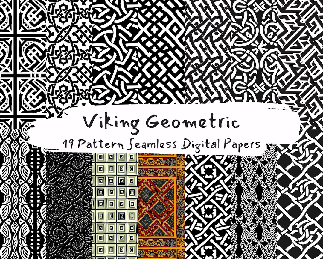 Viking Geometric Pattern Seamless Digital Papers - Printable Scrapbook ...