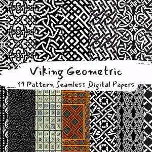 Viking Geometric Pattern Seamless Digital Papers - Printable Scrapbook ...
