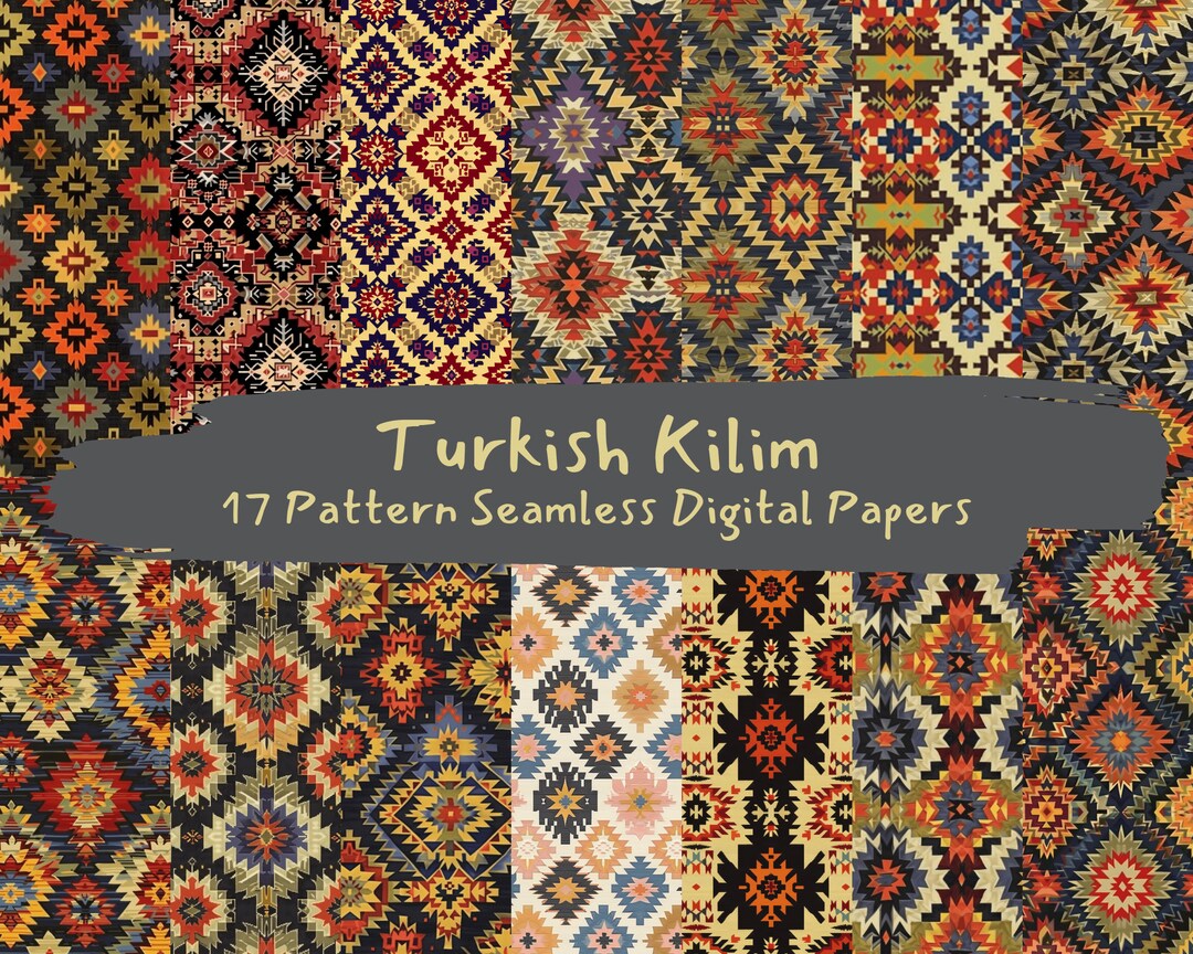 Turkish Kilim Pattern Seamless Digital Papers - Printable Scrapbook ...