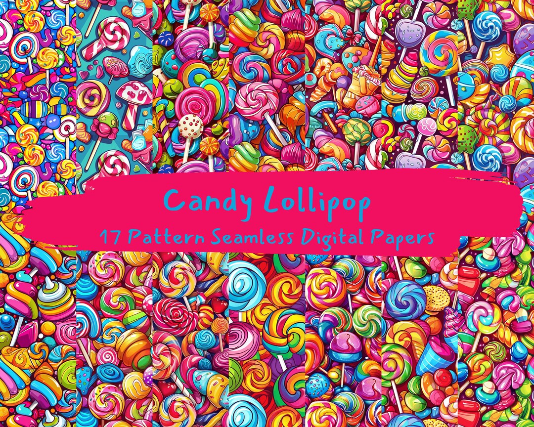 Candy Lollipop Pattern Seamless Digital Papers - Printable Scrapbook ...