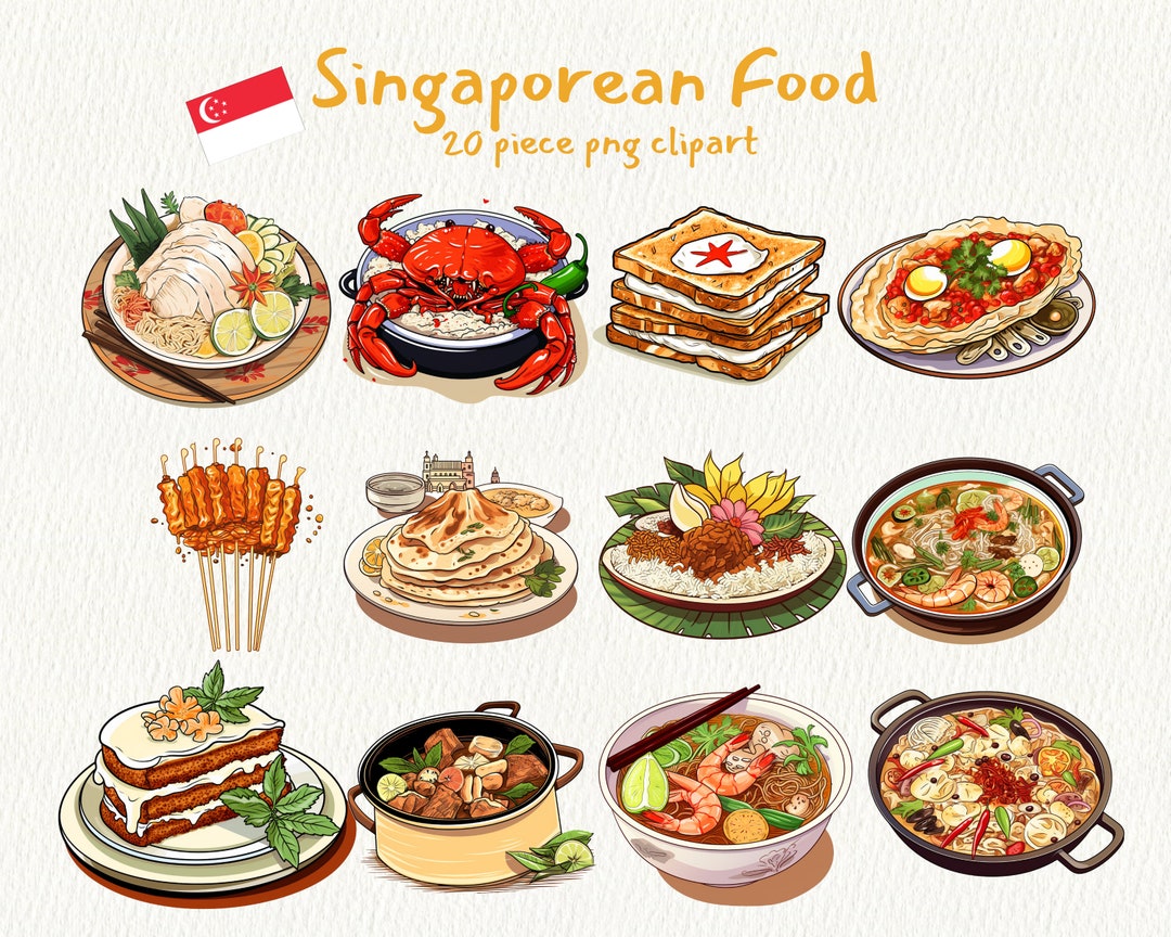 Singaporean Food, Southeastern Asia, Digital Clip Art Graphics in PNG ...