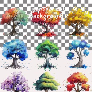 Painted Colorful Tree Printable Clipart, Png Format, Transparent ...
