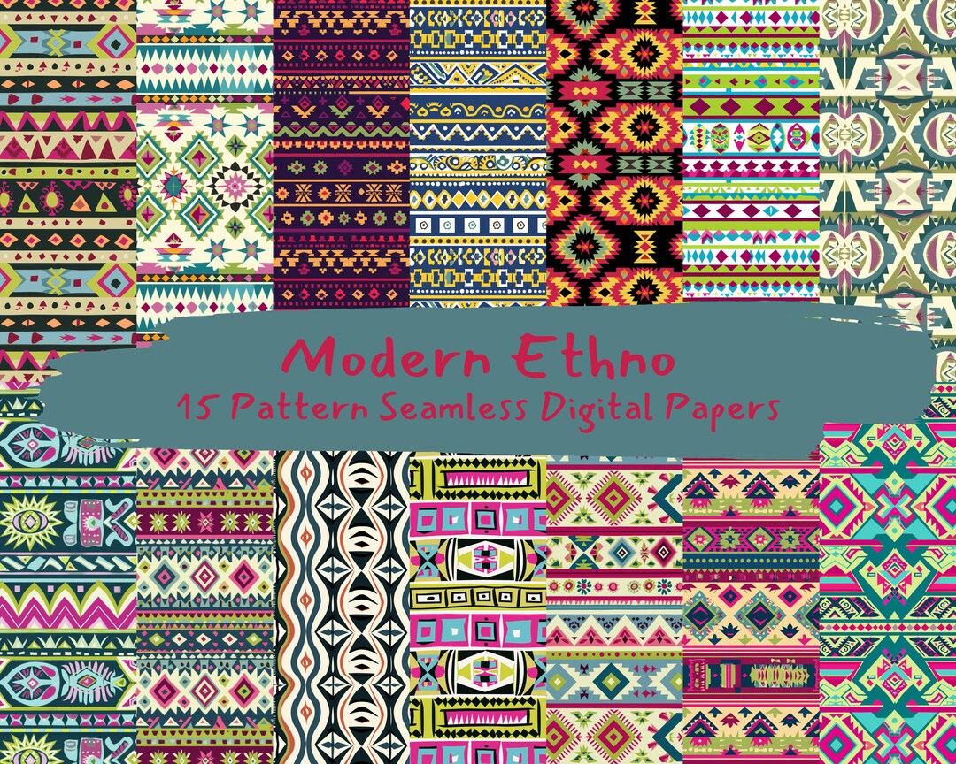 Modern Ethno Pattern Seamless Digital Papers - Printable Scrapbook ...