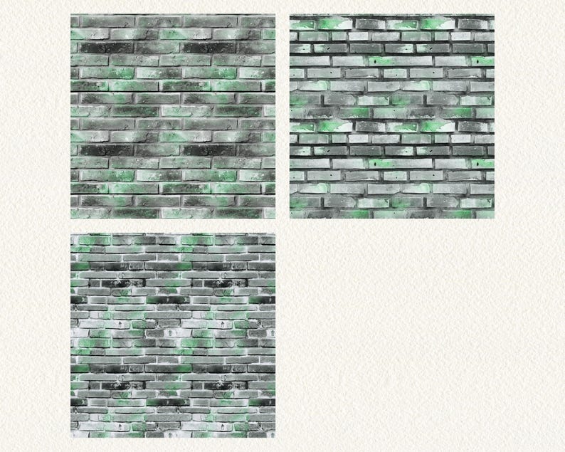 Green Brick Pattern Seamless Digital Papers - Printable Scrapbook Paper ...