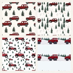 Red Christmas Jeep Pattern Seamless Digital Papers - Printable ...