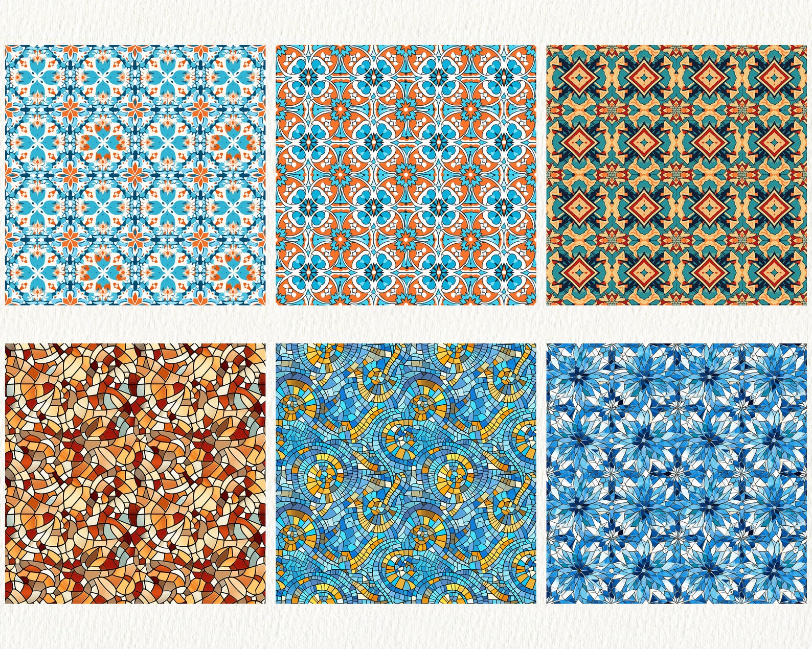 Artisanal Mosaic Pattern Seamless Digital Papers - Tile Patterns ...