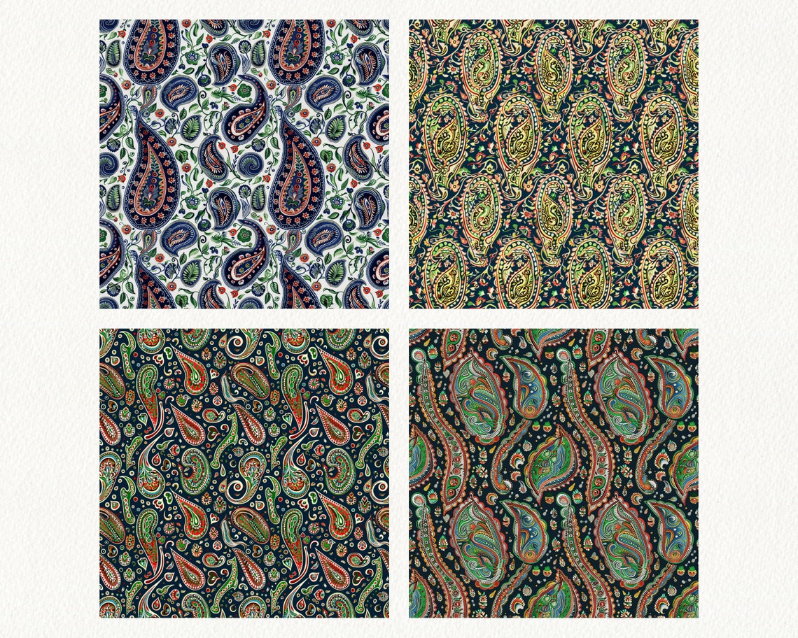 Filigree Paisley Pattern Seamless Digital Papers - Printable Scrapbook ...