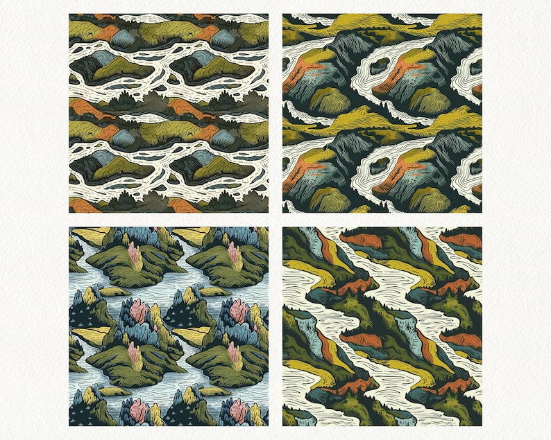 Icelandic Art Pattern Seamless Digital Papers - Printable Scrapbook ...