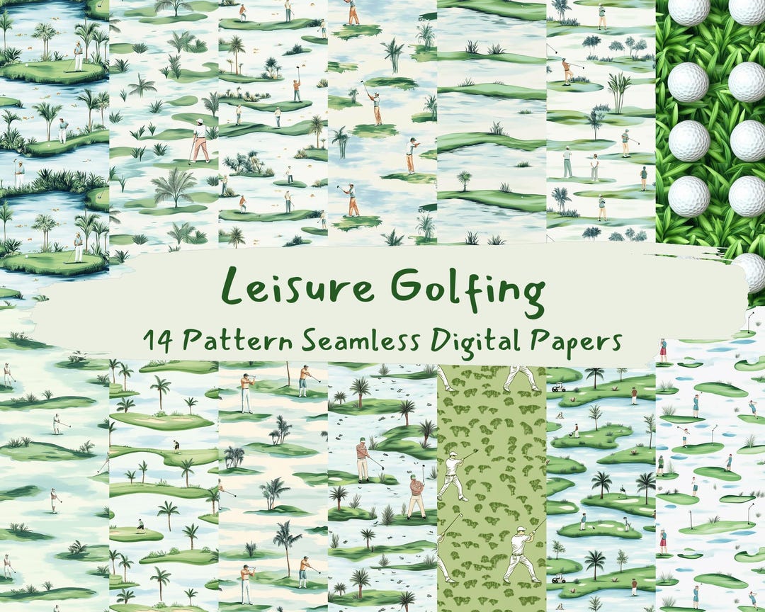Leisure Golfing Pattern Seamless Digital Papers - Printable Scrapbook ...