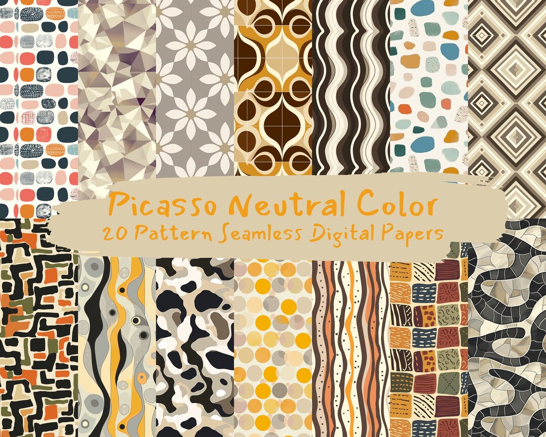 Picasso Neutral Color Pattern Seamless Digital Papers - Printable ...