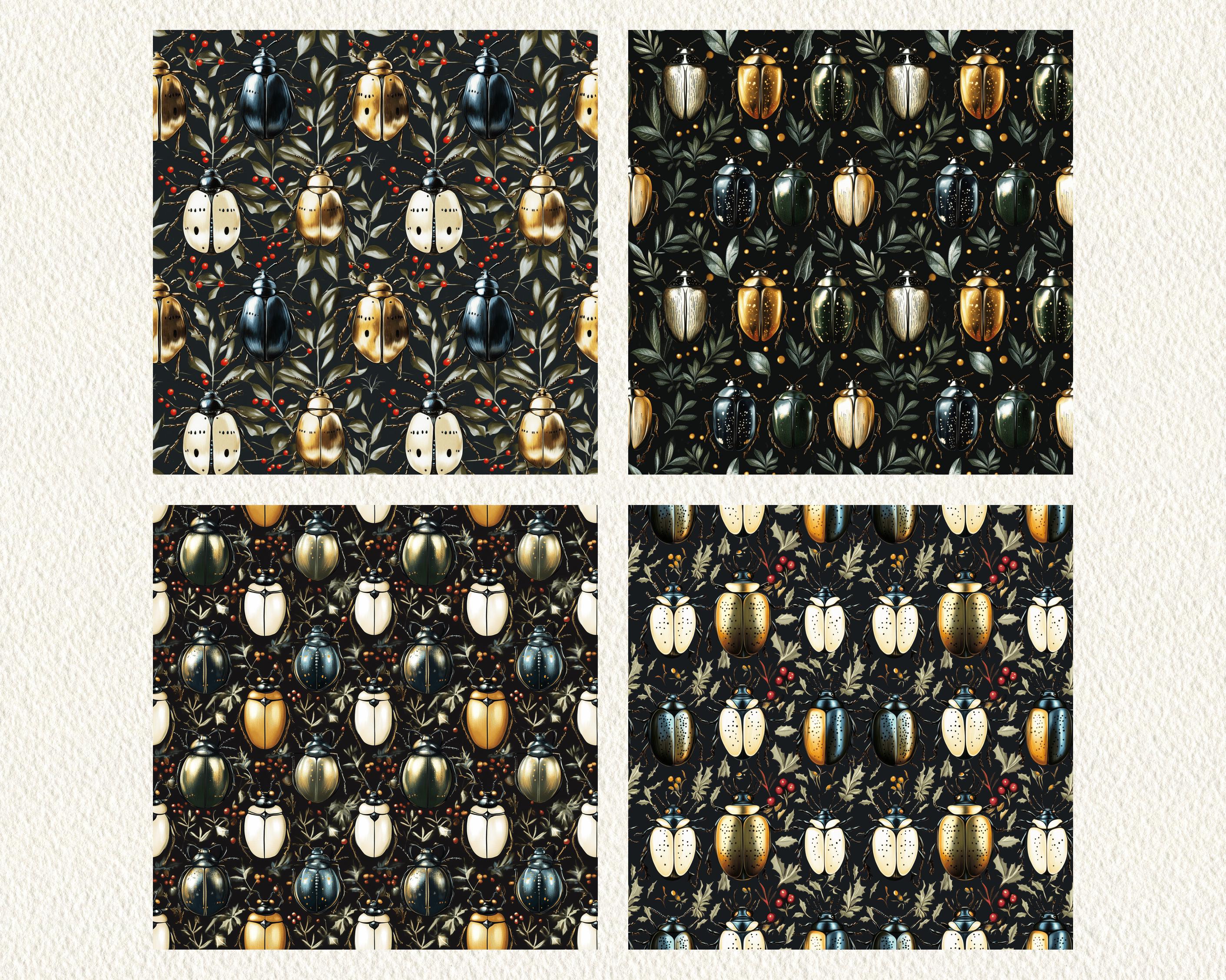 Christmas Beetles Pattern Seamless Digital Papers - Printable Scrapbook ...