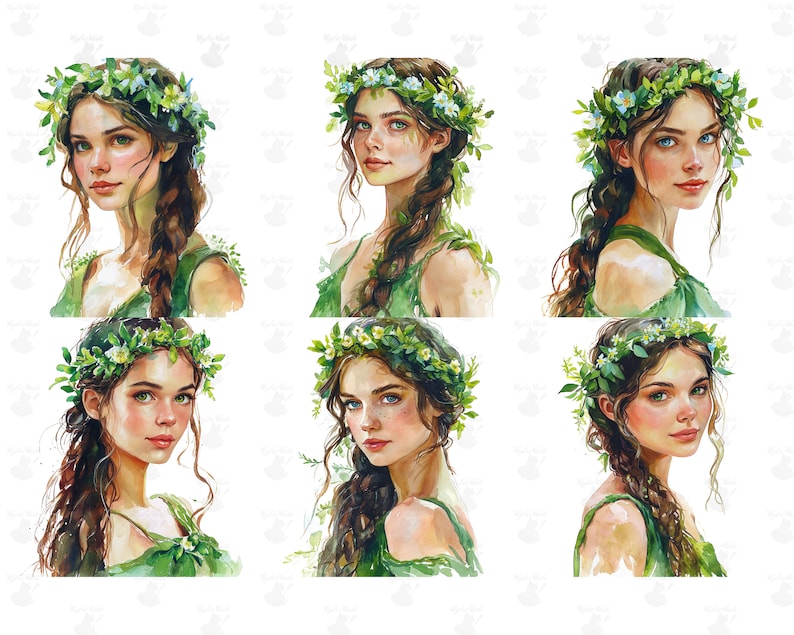 Green Greek Goddess Digital Printable Clipart Bundle in PNG Format ...
