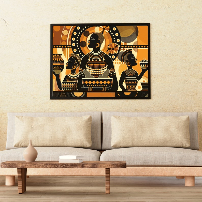 Tribal Grace: Colorful African Women Harmony Digital Art Printable Wall ...