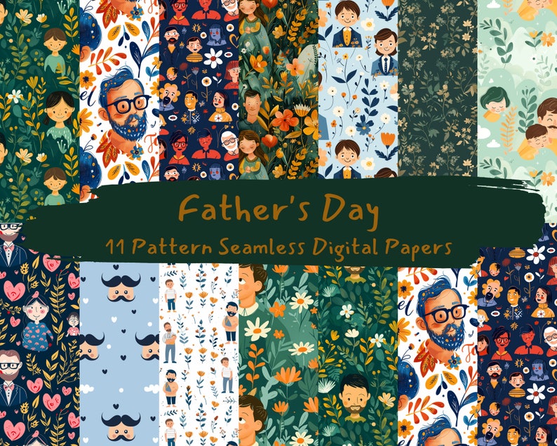 Father's Day Pattern Seamless Digital Papers - Etsy