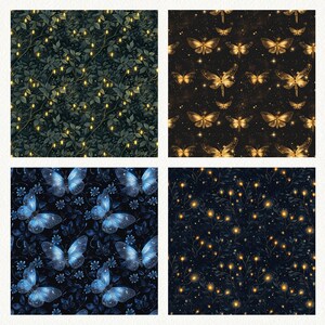 Glowing Fireflies Pattern Seamless Digital Papers - Printable Scrapbook ...