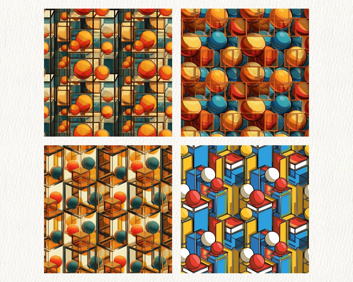 Spherical Box Pattern Seamless Digital Papers - Printable Scrapbook ...