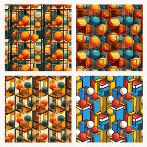 Spherical Box Pattern Seamless Digital Papers Printable Scrapbook Paper ...