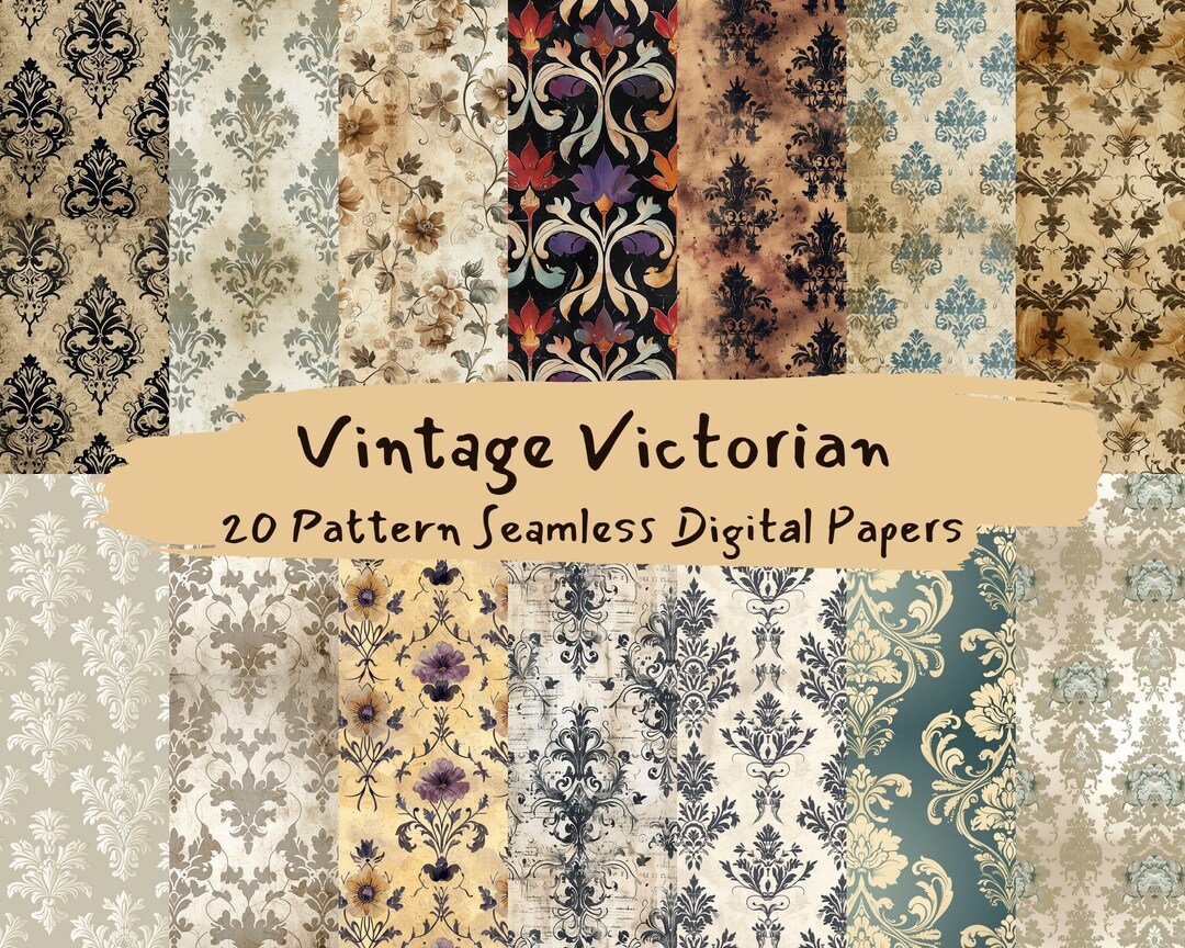 Vintage Victorian Pattern Seamless Digital Papers - Printable Scrapbook ...