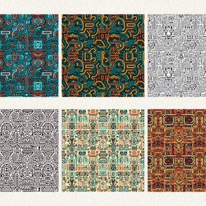 Mayan Maze Ethnic Pattern Seamless Digital Papers - Tile Patterns ...