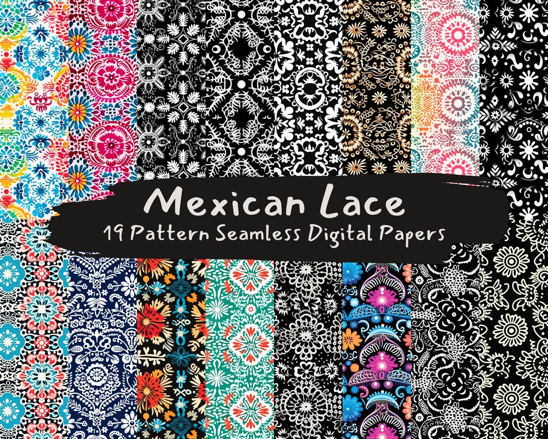 Mexican Lace Pattern Seamless Digital Papers - Tile Patterns Printable ...