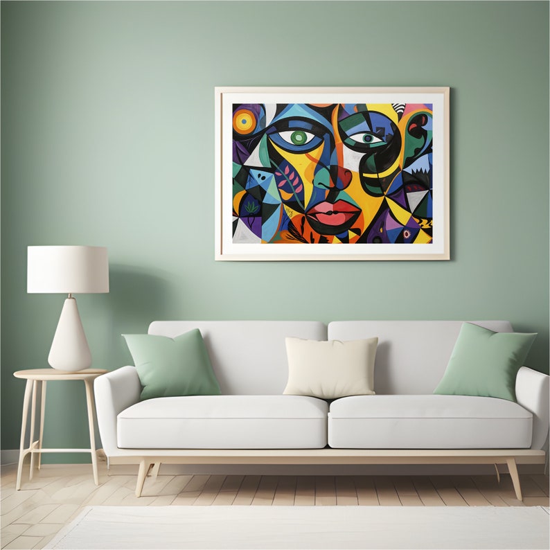 Cubist Angel Face Painting - Bold Printable Wall Art, Instant Download ...