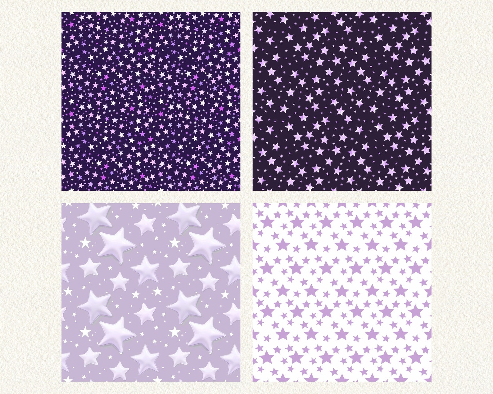 MD Purple Stars Pattern Seamless Digital Papers - Printable Scrapbook ...