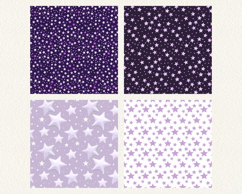 MD Purple Stars Pattern Seamless Digital Papers - Printable Scrapbook ...