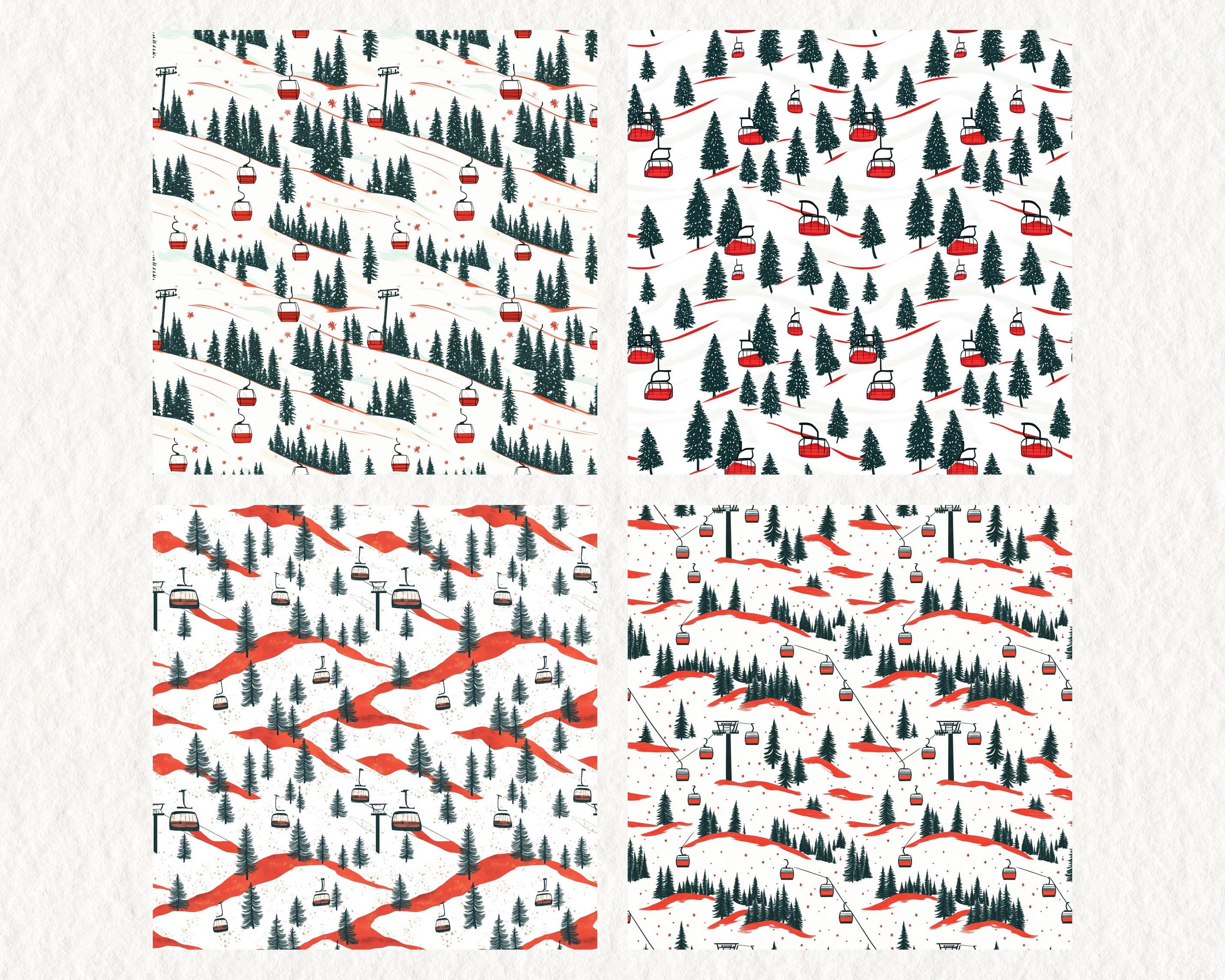 Ski Hill Christmas Pattern Seamless Digital Papers - Printable ...