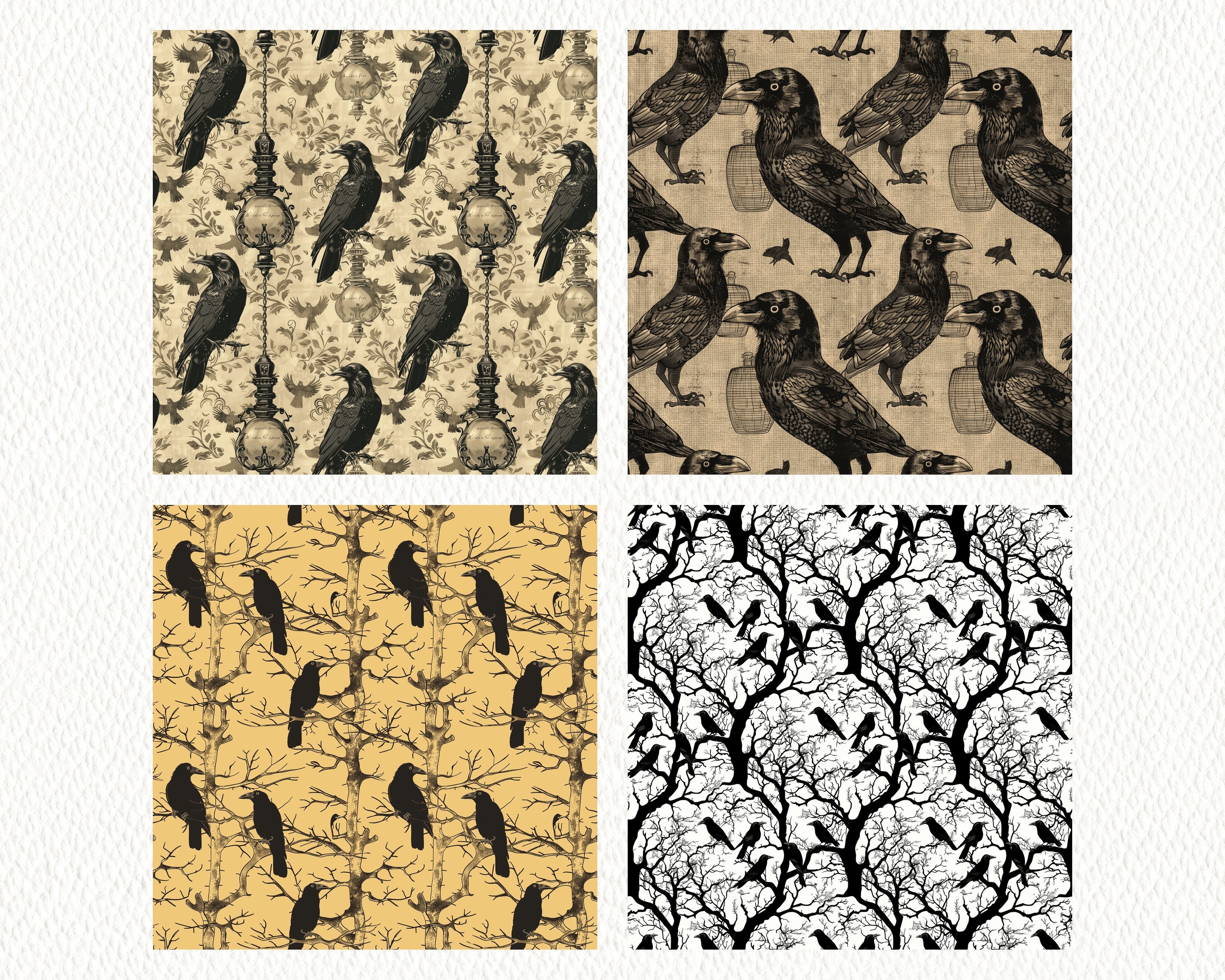 EAP Raven Pattern Seamless Digital Papers Printable Scrapbook Paper ...