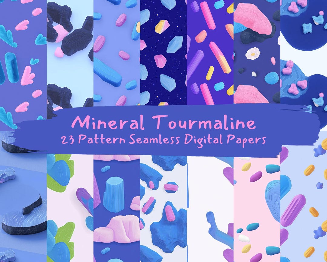 Mineral Tourmaline Pattern Seamless Digital Papers - Printable Scrapbook Paper Png Instant ...