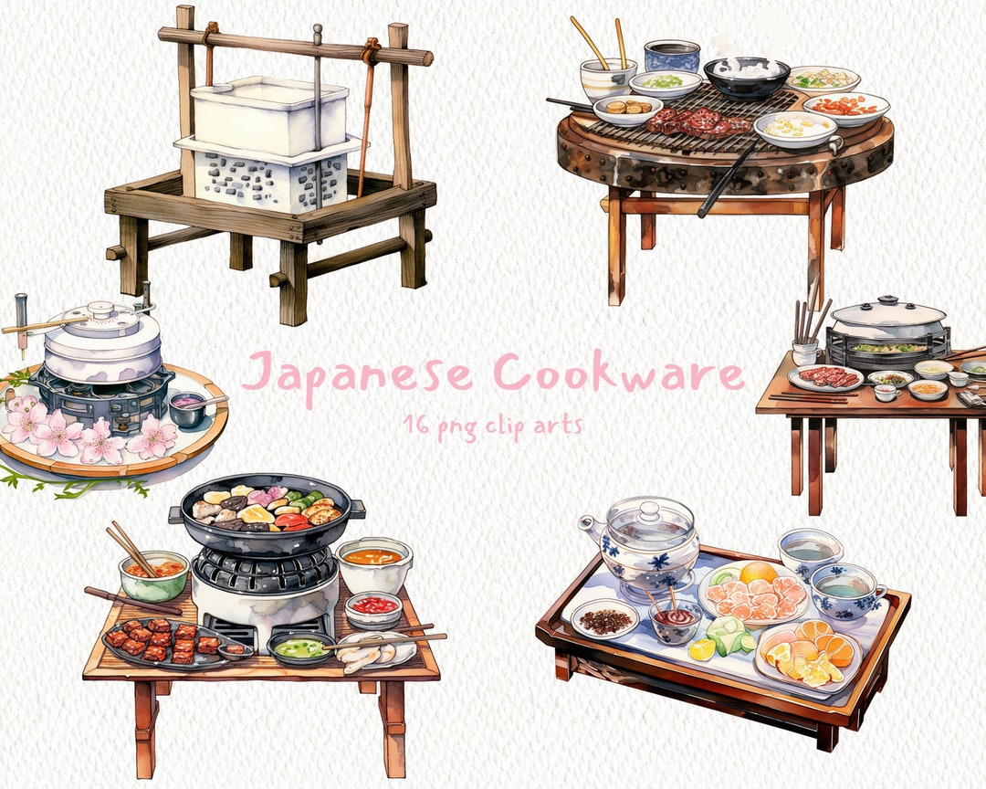 Japanese Cookware, Digital Printable Clip Art Graphics in PNG Format ...